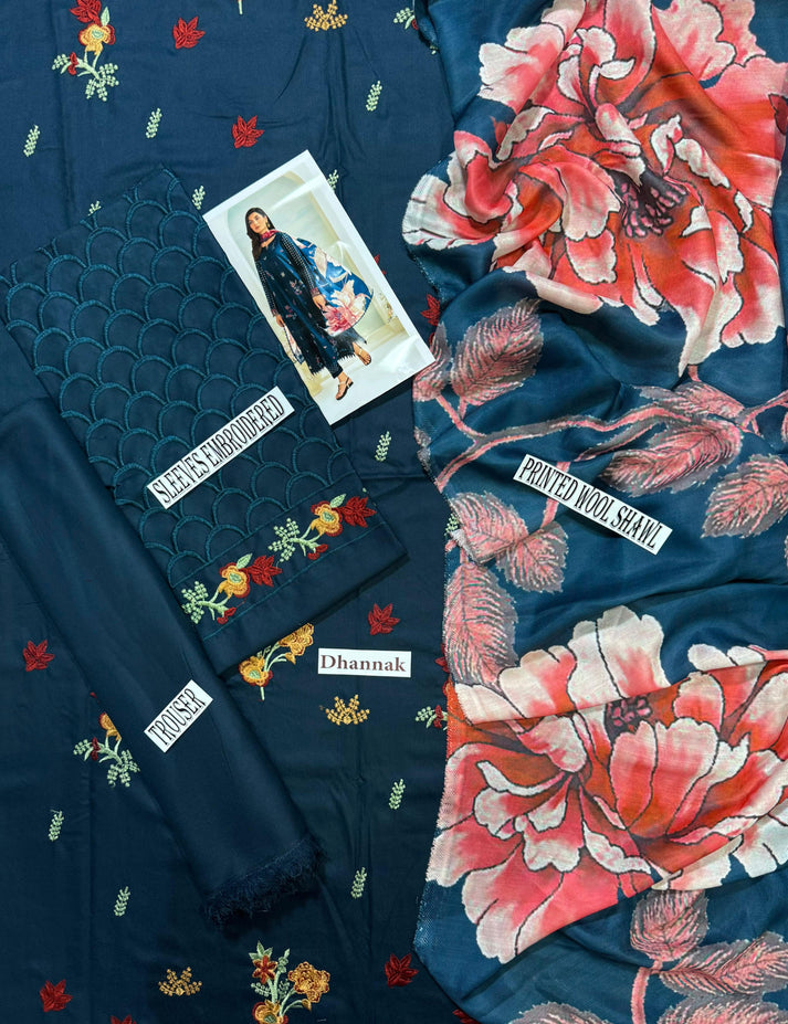 Unstitched - Dhanak 3pc Embroidered Suit – Styles Oasis